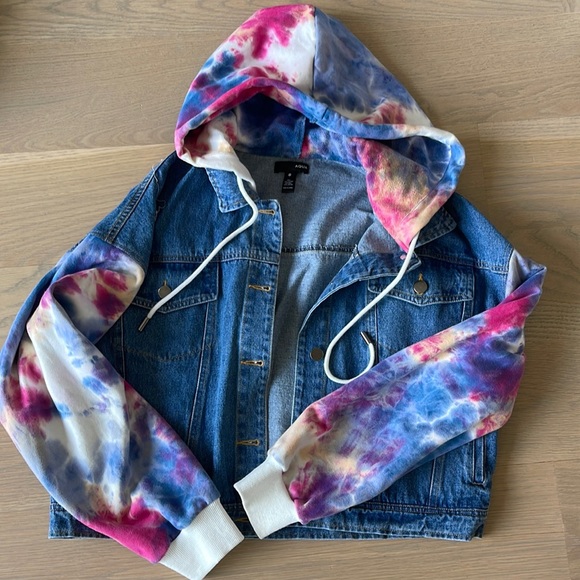 Aqua | Jackets & Coats | Bloomingdales Aqua Denim Tie Dye Hoodie Jacket ...